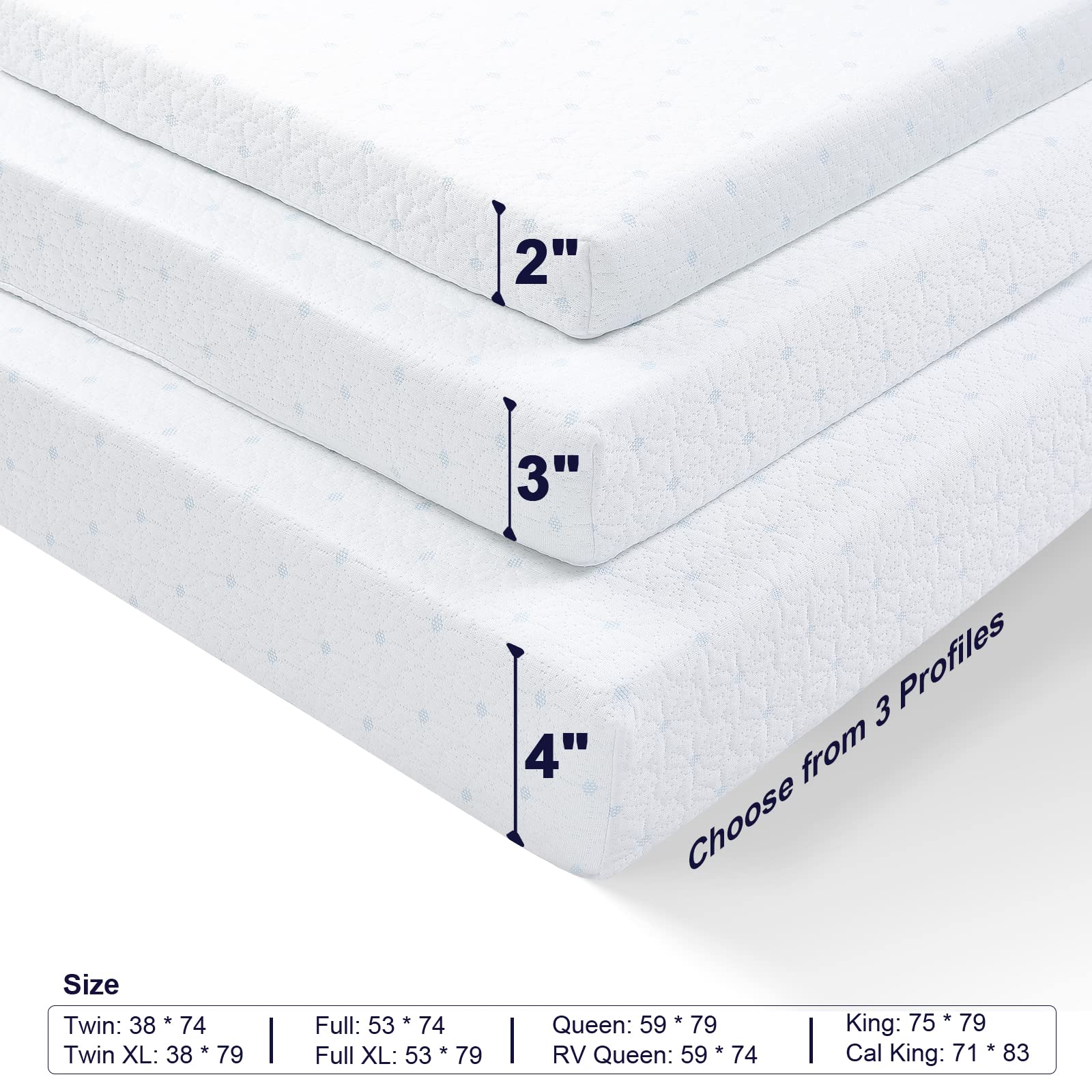 Ferlizer 4 Inch Full Mattress Topper Protector Cover, Oeko-Tex Certified, Bamboo Zippered Cover for Mattress Topper, Adjustable Straps & Anti-Slip Silicone Bottom, Removable & Washable - Cover Only