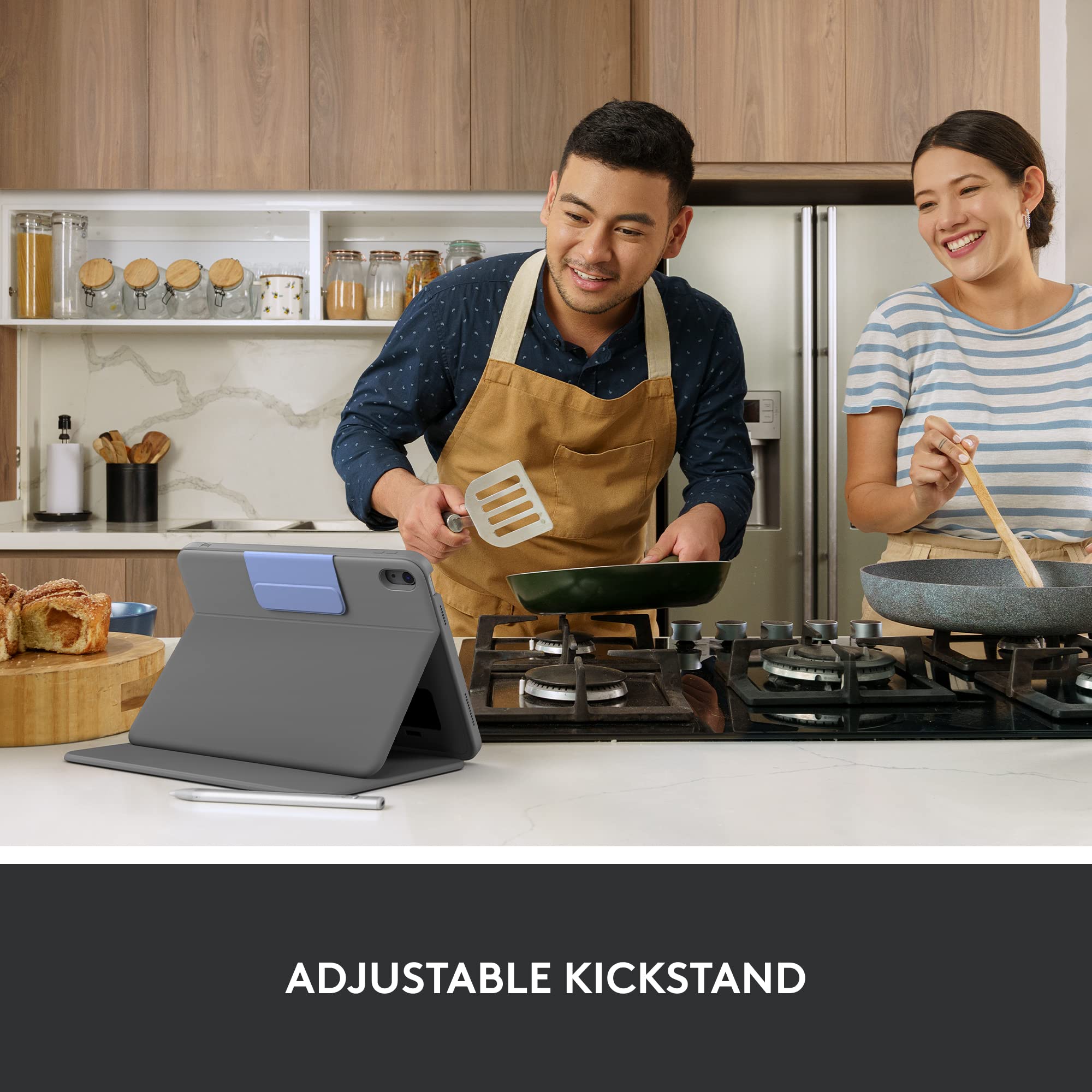 Logitech Rugged Folio for iPad (10th Generation) Protective Keyboard Case with Smart Connector and Durable Spill-Proof Keyboard - Graphite