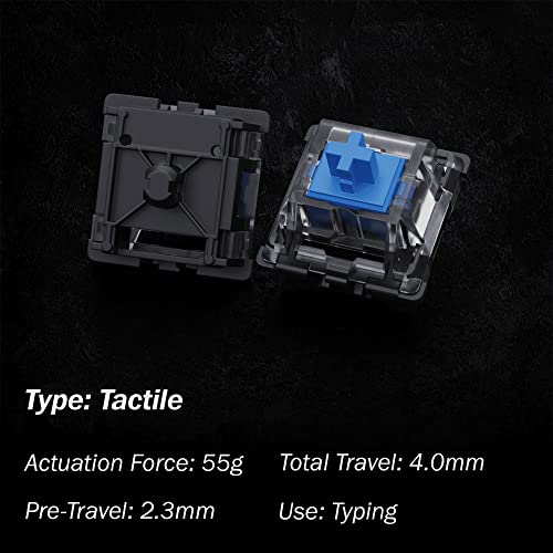 Gateron Ks-15 RGB Optical Mechanical MX Type Key Switch - Clear top (65 Pcs, Blue)