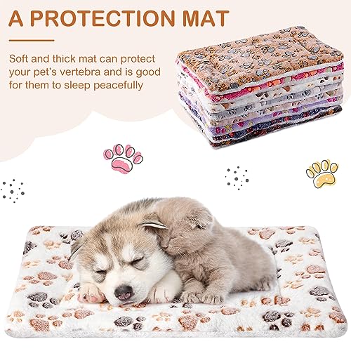 Ripeng 8 Pcs Guinea Pig Bed Mat Fleece Cat Bed Pad Dog Crate Mat for Indoor Warm Reversible Pet Bedding for Small Animal Bed Washable Kennel Crate Pad Cat Carrier Mat(Multicolor, 13" x 18.5")