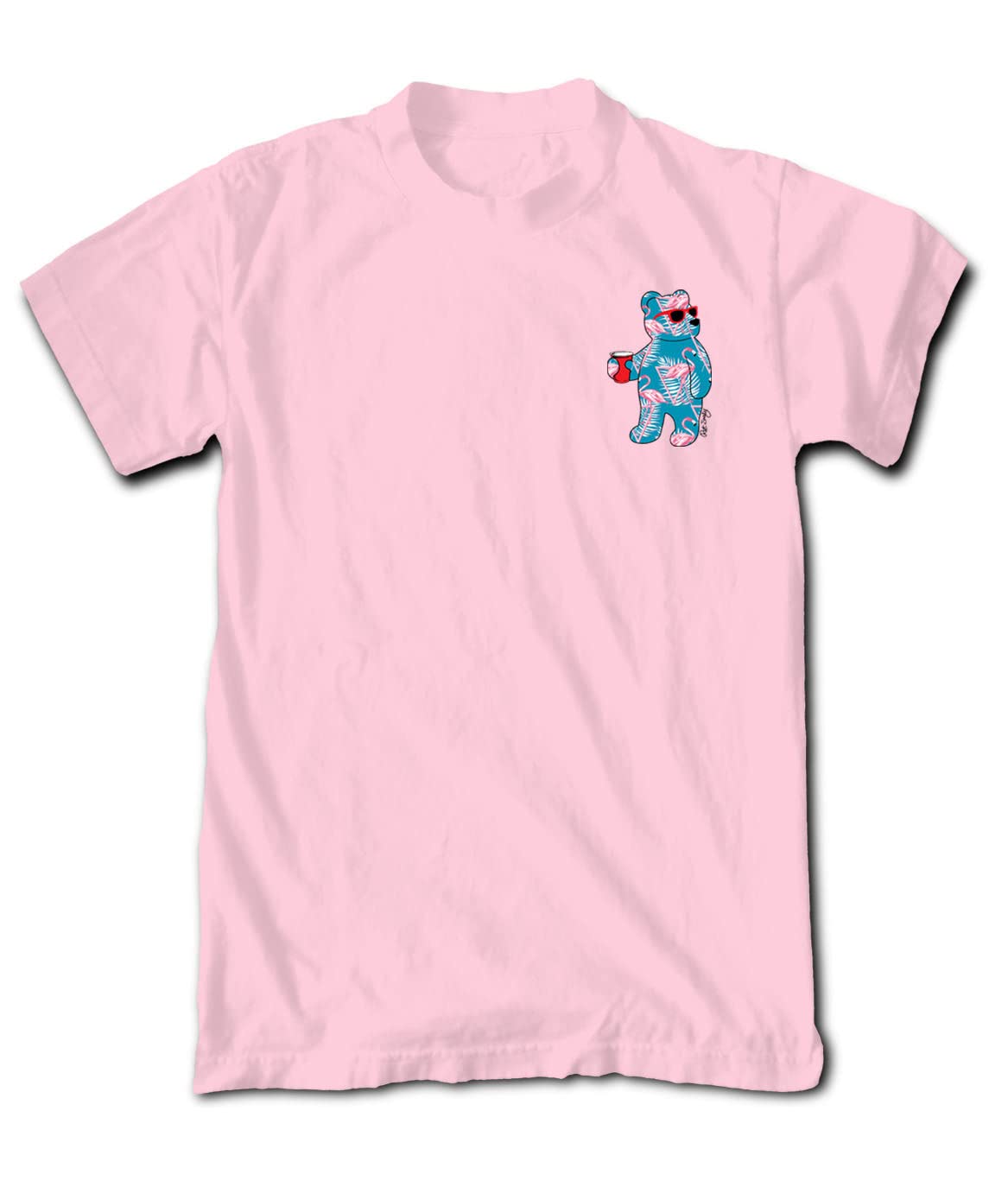 Riot Society Tropical Flamingo Bear Mens T-Shirt - Pink, XX-Large