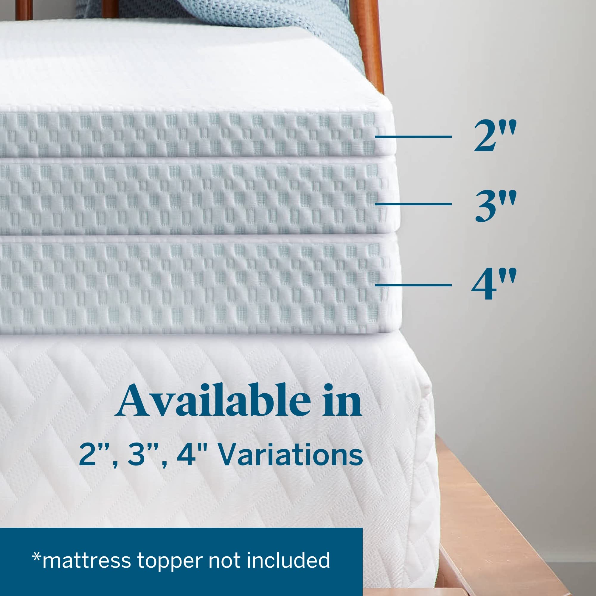 Lucid 4 Inch Mattress Topper Cover California King - Twin Mattress Cover with Zipper - White