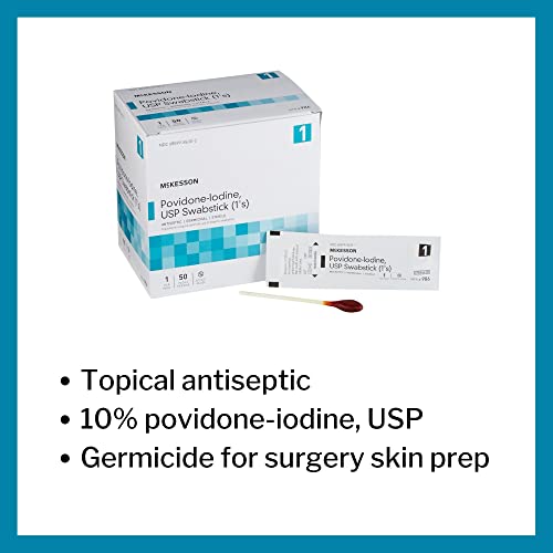 McKesson Povidone-Iodine Impregnated Swab Stick, Sterile - 4 in, 50 Sticks, 1 Pack