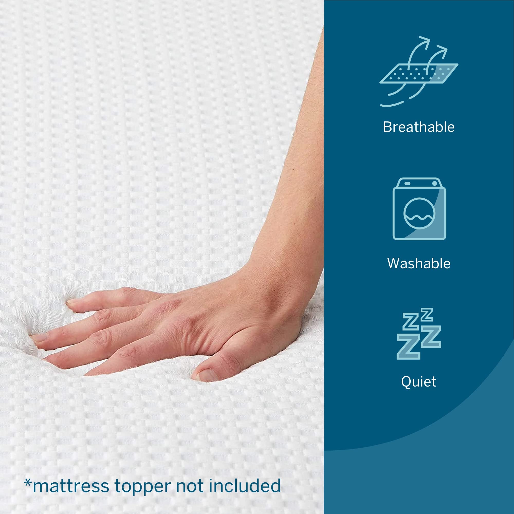 Lucid 4 Inch Mattress Topper Cover California King - Twin Mattress Cover with Zipper - White