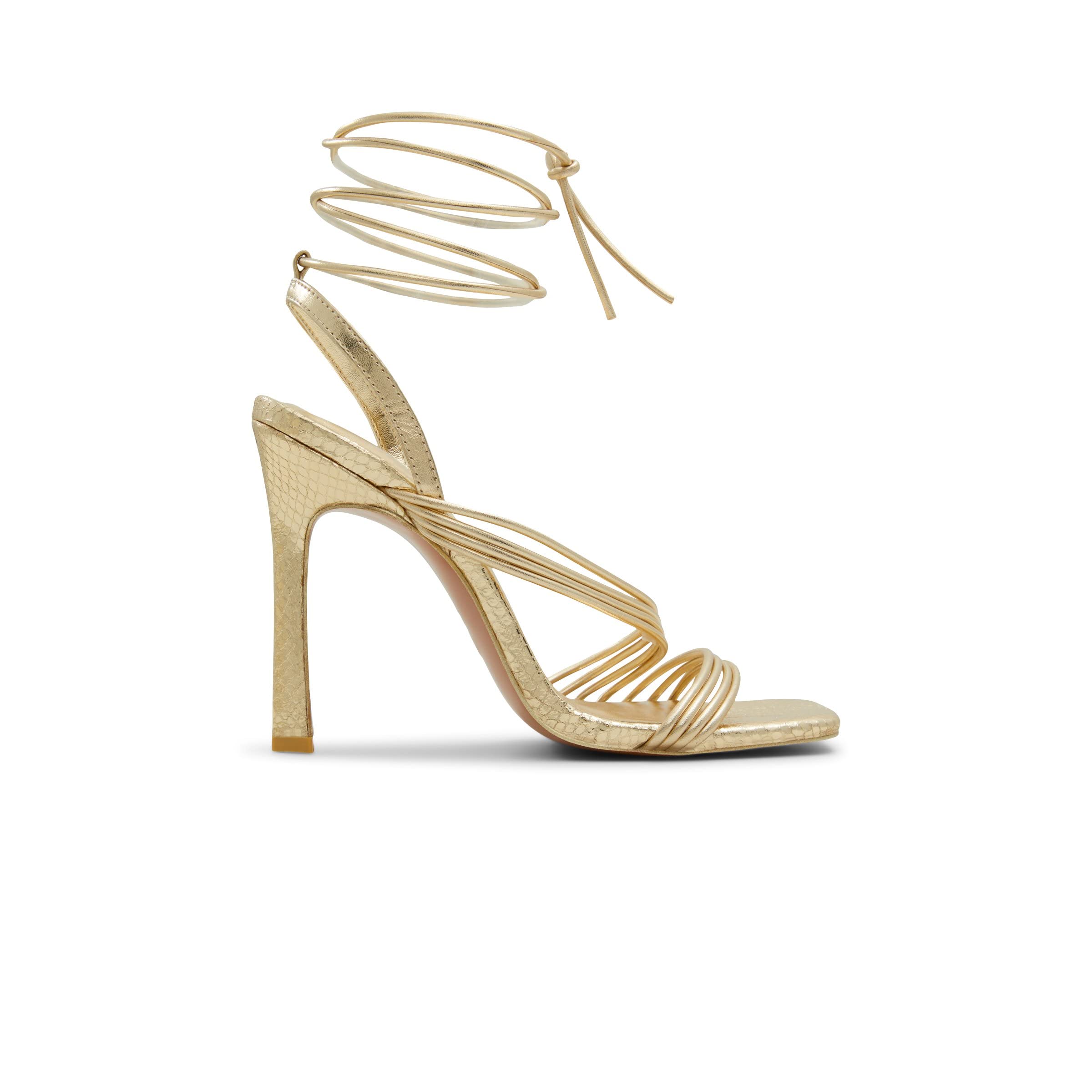 Call It Spring Women's Cherries Heeled Sandal, Gold, 8.5