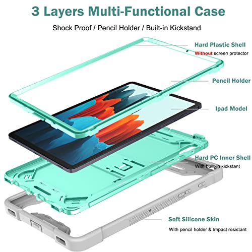 Tablet PC Case Compatible With Samsung Galaxy Tab S8/Tab S7 11 Inch (Model SM-X700/X706/T870/T875/T878) Protective Cover Rugged Durable Stand Shockproof Protective Cover Suitable Compatible With Samsu
