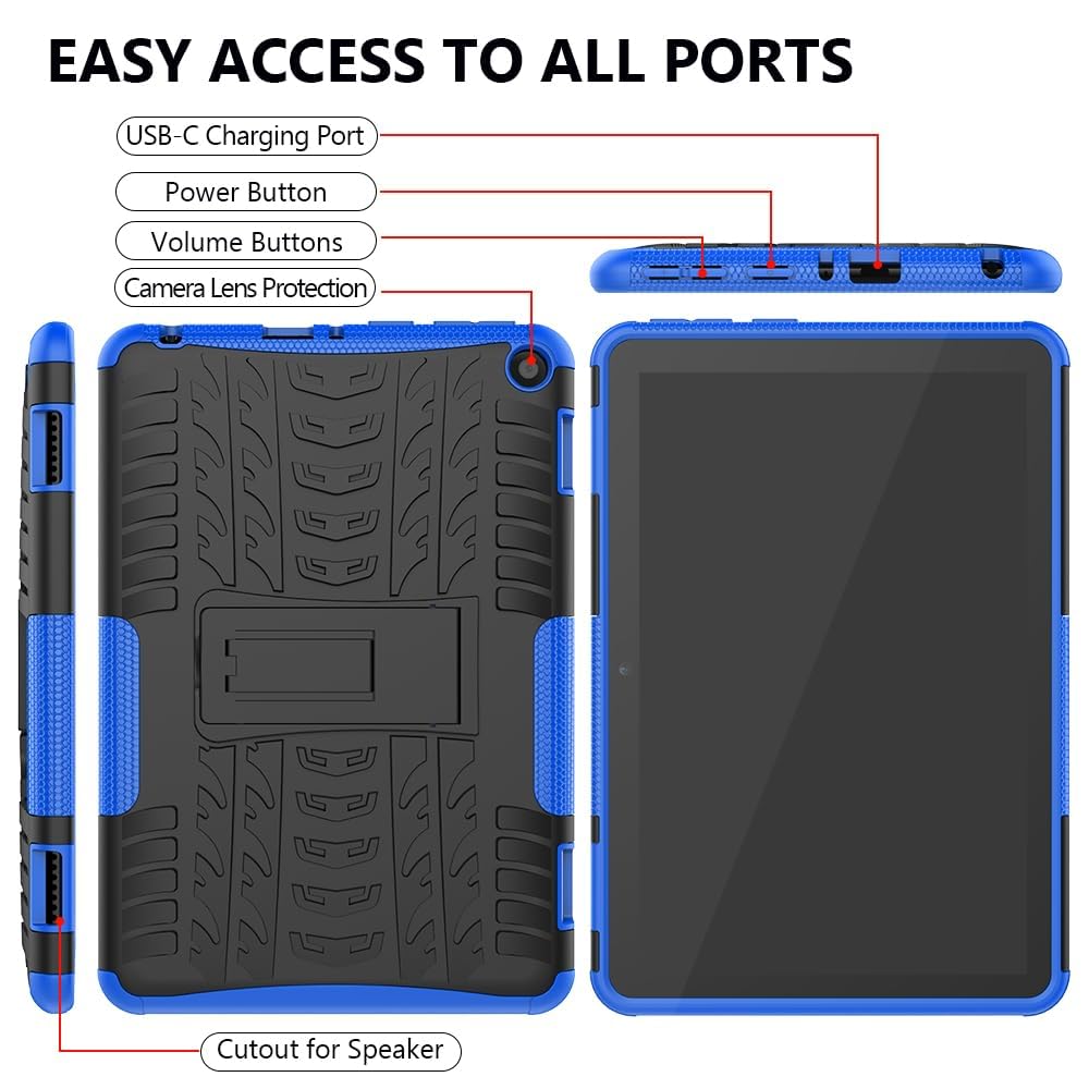 TASSKTO Dual Layer Heavy Duty Rugged Shockproof Impact Resistance Drop Proof Military Grade Kids Case with Kickstand for（2020 Release Fire HD 8 & HD8 Plus Case 10thGeneration, Not fit Samsung iPad 8