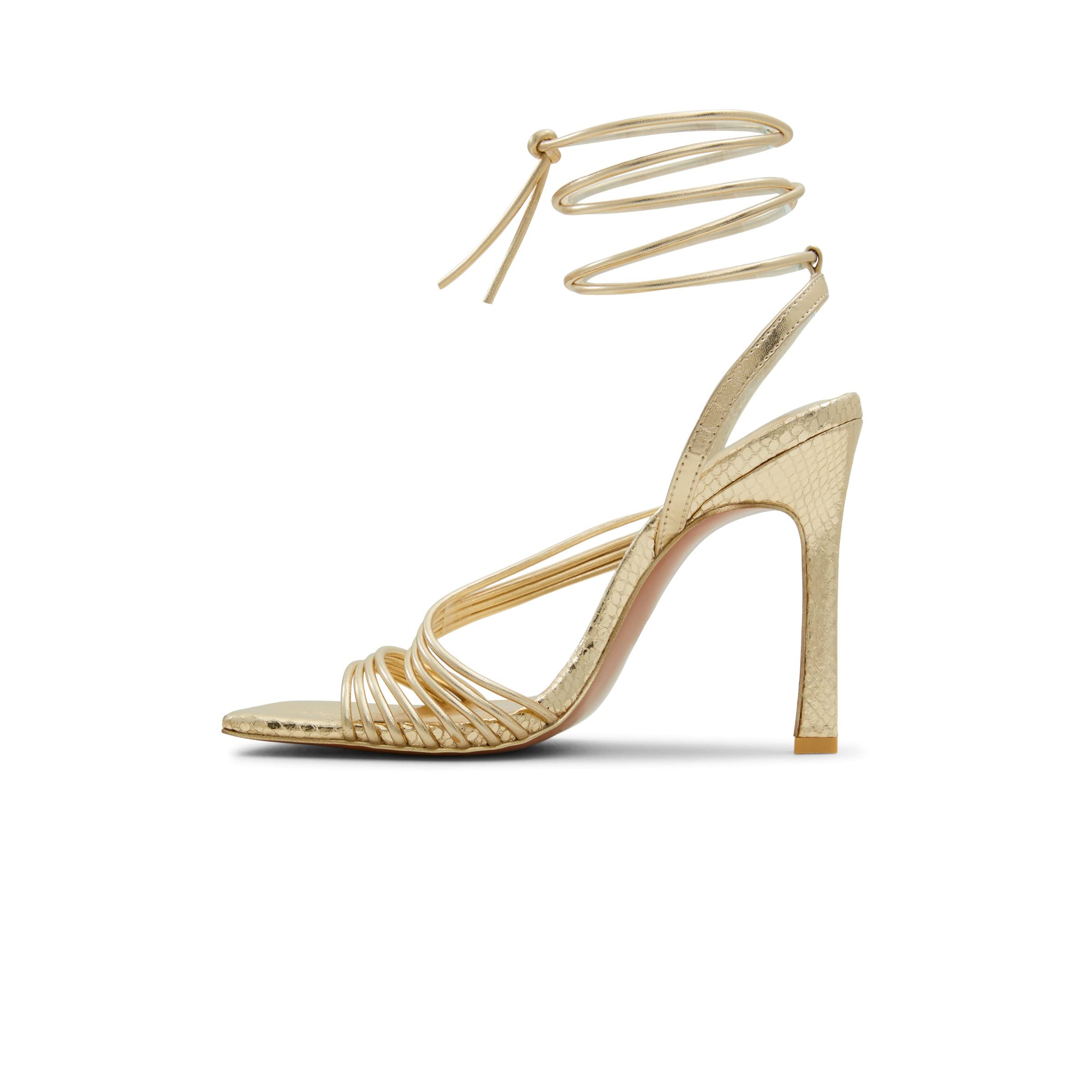 Call It Spring Women's Cherries Heeled Sandal, Gold, 8.5