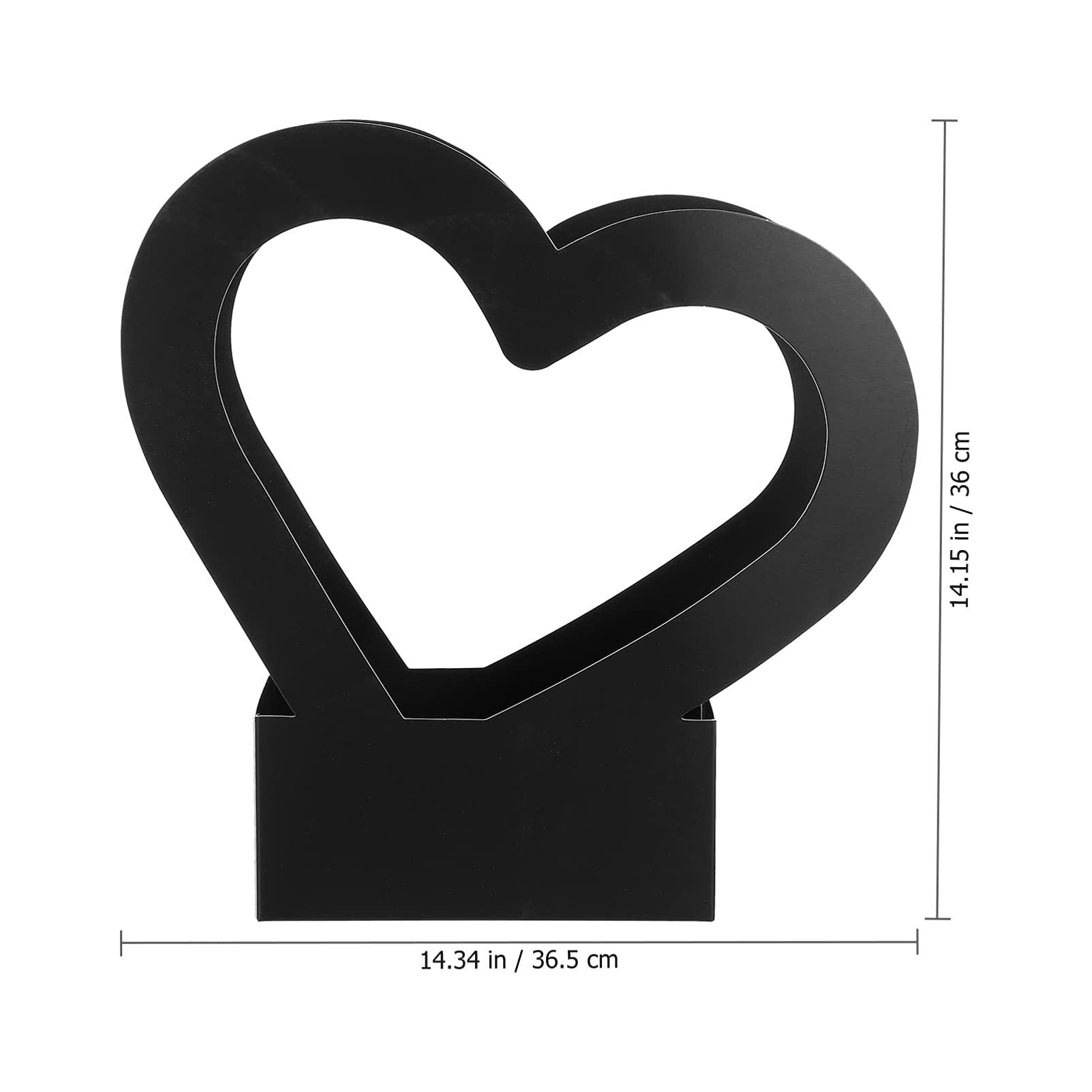 NUOBESTY Bouquet Flower Boxes 2Pcs Flower Box Heart Shaped Flower Bouquet Gift Packaging Boxes with Handle Flower Arrangement Basket Craft Paper Gift Bags Black Handheld Floral Basket