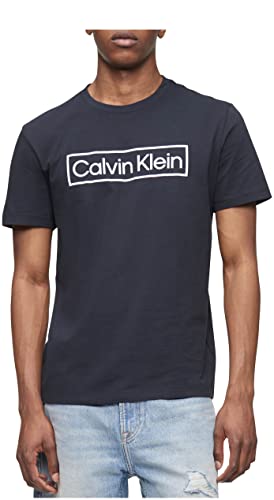 Calvin Klein Men's CK Box Logo Crewneck T-Shirt, Black Beauty, X-Large