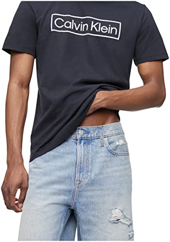 Calvin Klein Men's CK Box Logo Crewneck T-Shirt, Black Beauty, X-Large