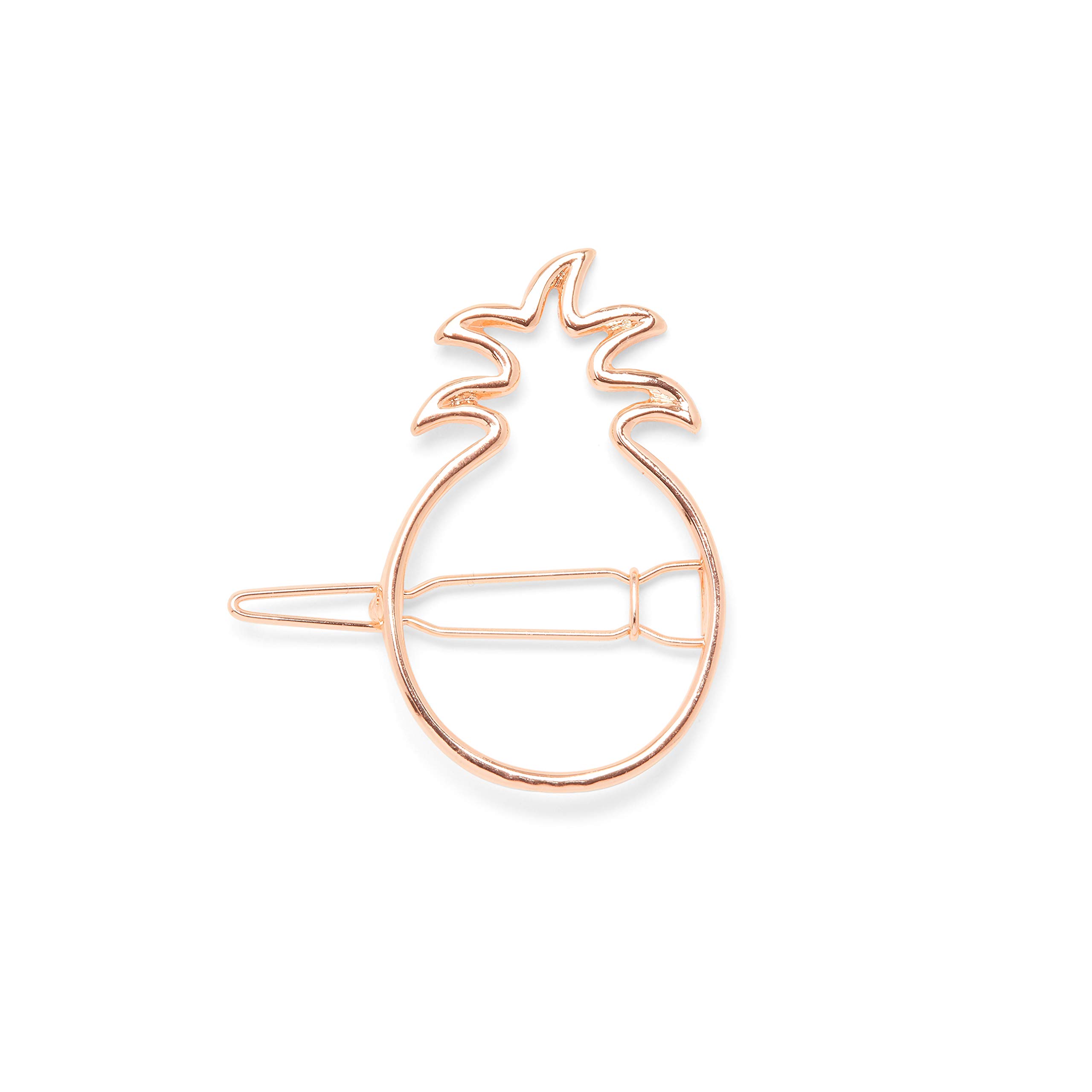 Pura Vida Rose Gold Pineapple Hair Barrette - 100% Brass Base, Stylish Clip Design - 2 Inches