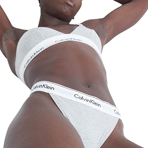 Calvin Klein Women's Modern Cotton String Thong, Grey Heather, Medium