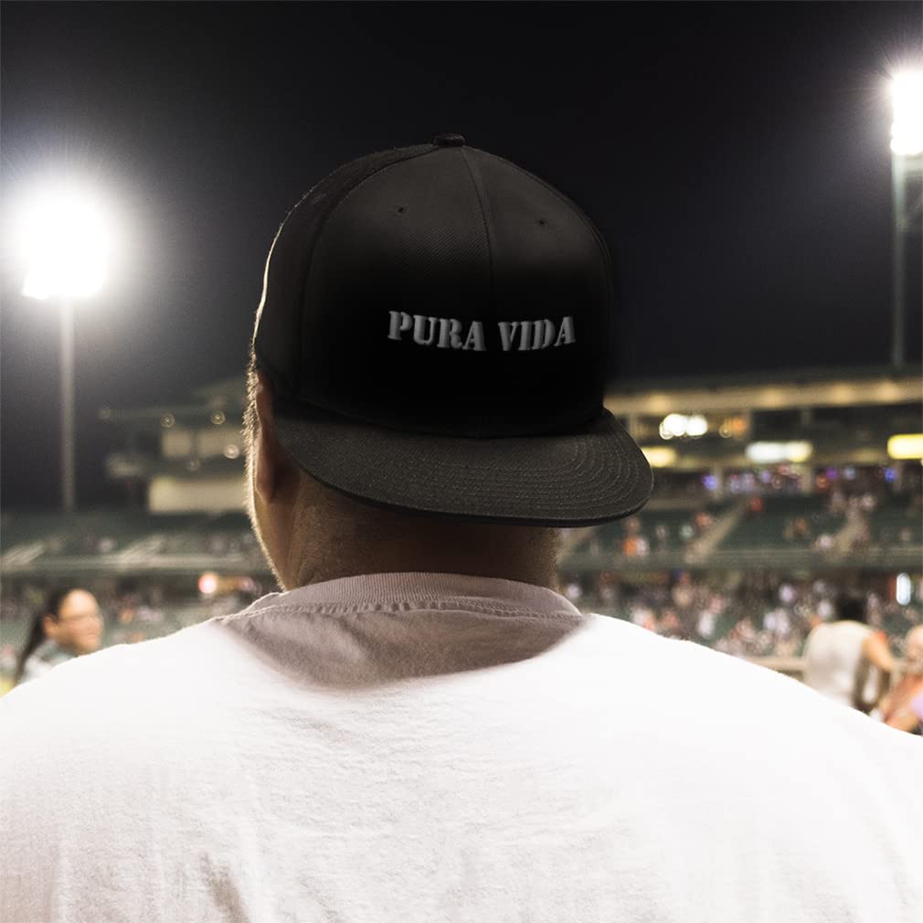 Snapback Hats for Men & Women Pura Vida Positive Acrylic Flat Bill Baseball Cap Black