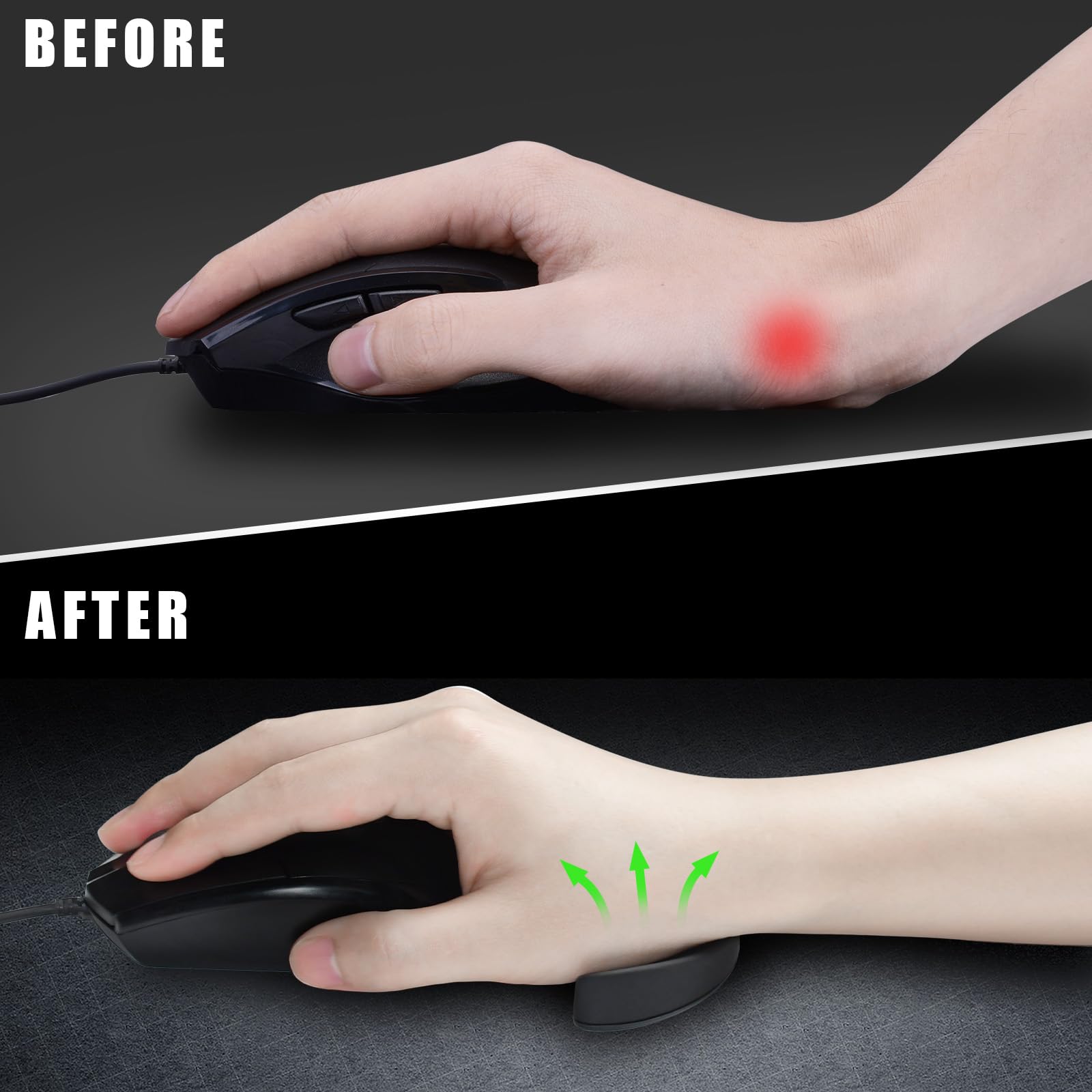JIKIOU Upgrade Enlarge Gel Memory Foam Set Keyboard Wrist Rest Pad, Mouse Wrist Cushion Support for Office, Computer, Laptop, Mac, Comfortable, Lightweight for Easy Typing Pain Relief, Black