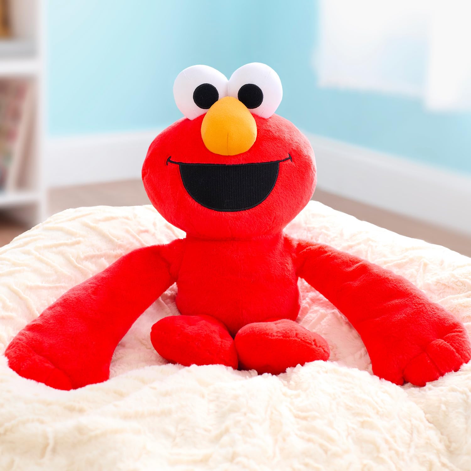 Sesame Street Monster Hugs Elmo 2-pound Weighted Sensory 19-inch Snuggly Plush, Kids Toys for Ages 18 Month, Amazon Exclusive by Just Play
