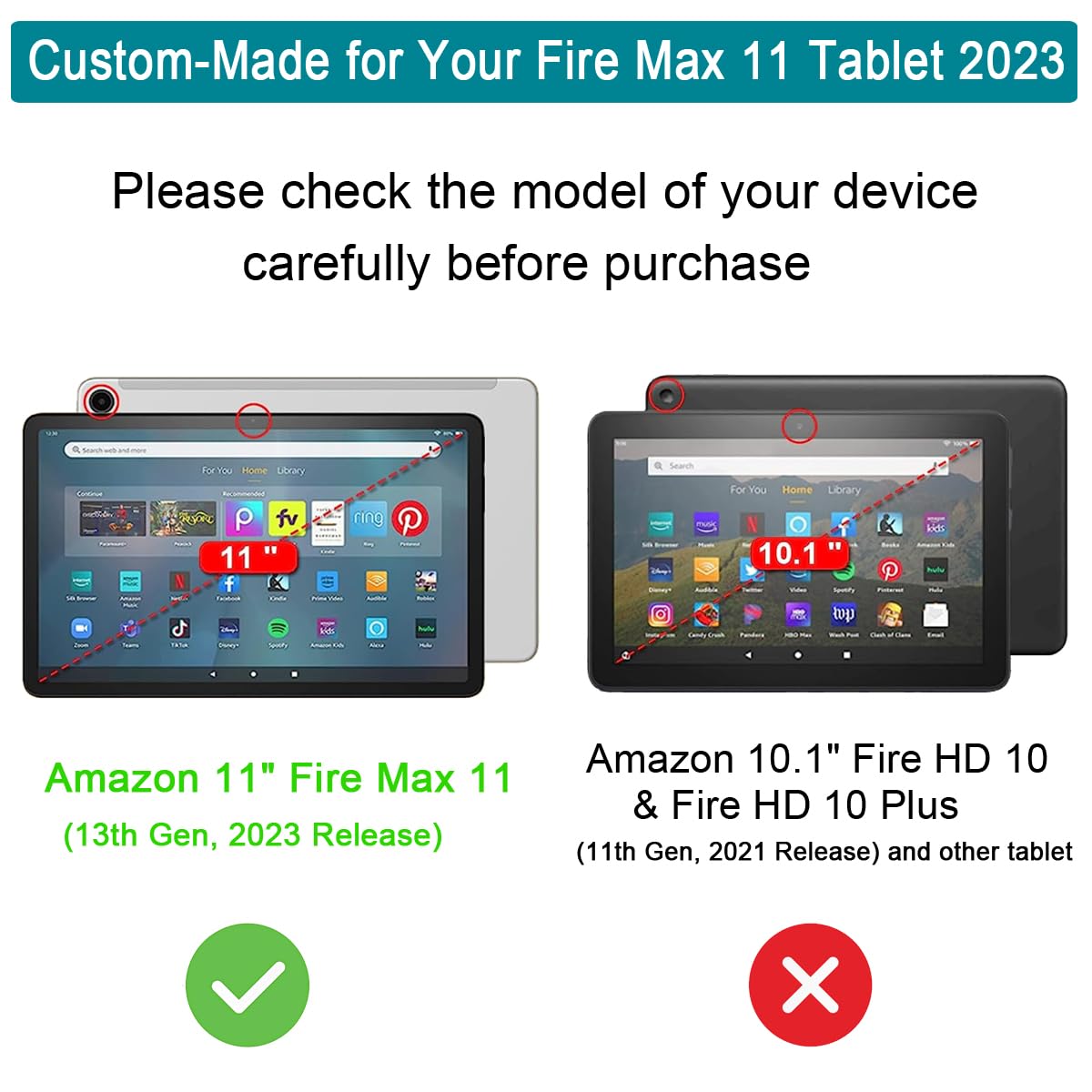 All-New Amazon Fire Max 11 Tablet case (13th Generation, 2023 Release), DJ&RPPQ Full Body Rugged Hands-Free Viewing Stand Back Cover with Screen Protector, Incompatible with iPad Samsung - Black