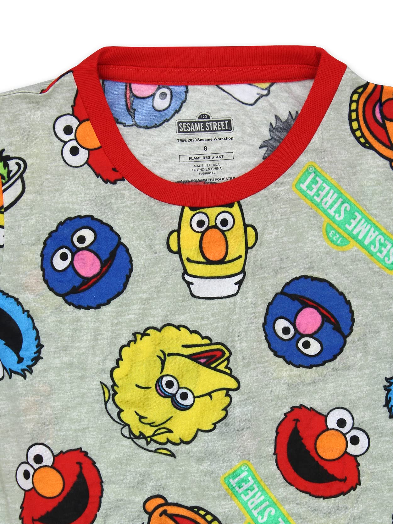 Sesame Street Elmo Toddler Unisex Long Sleeve 2-Piece Pajamas Set (2T, Gray)