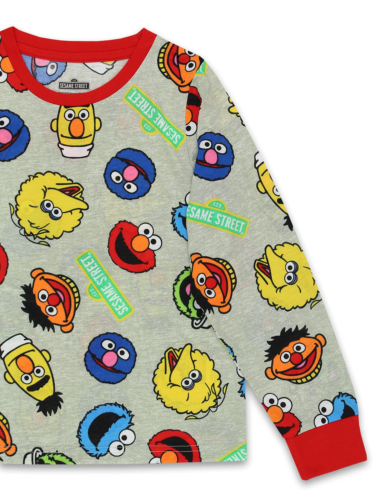 Sesame Street Elmo Toddler Unisex Long Sleeve 2-Piece Pajamas Set (2T, Gray)