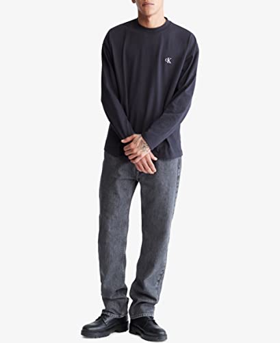 Calvin Klein Men's Relaxed Fit Archive Logo Crewneck Long Sleeve Tee, Black Beauty, Small