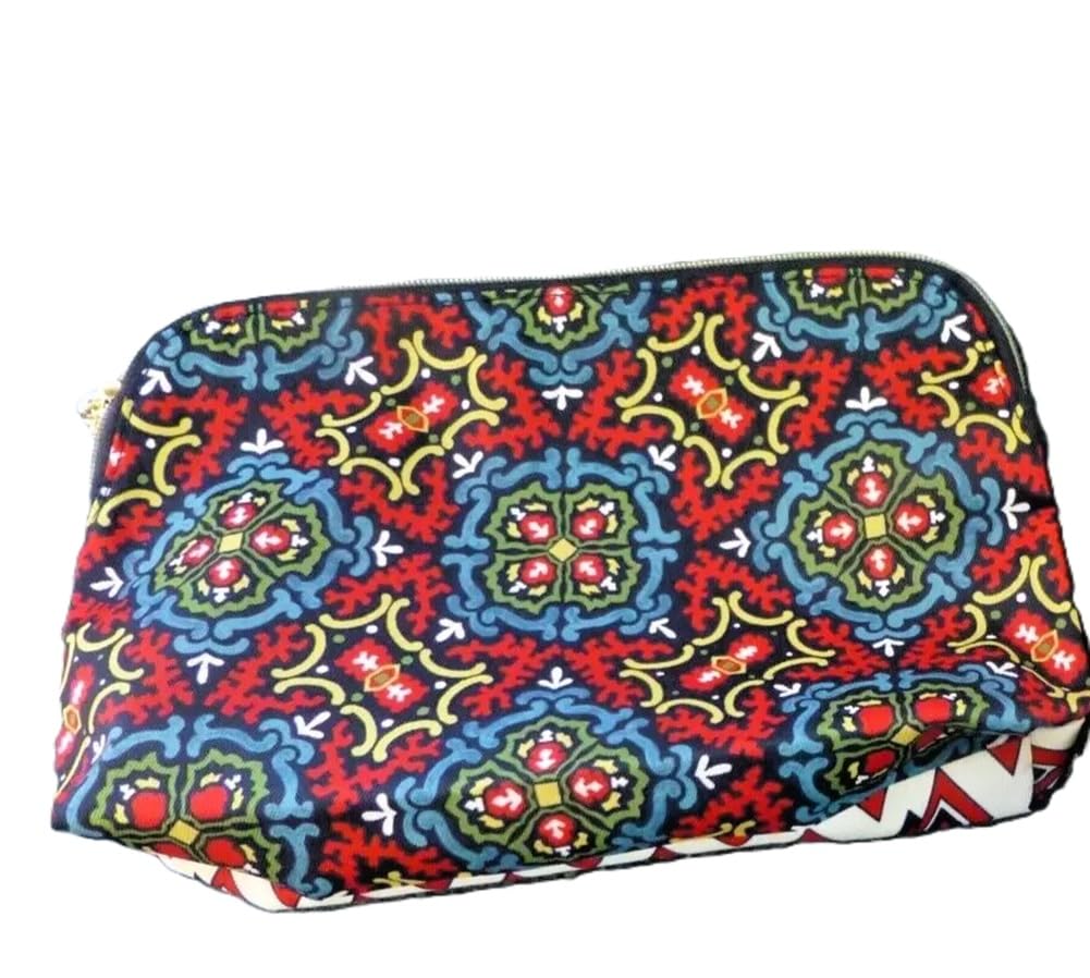 Estee Lauder Cosmetics Makeup Travel Bag (Sleek Black, Blue Trim)