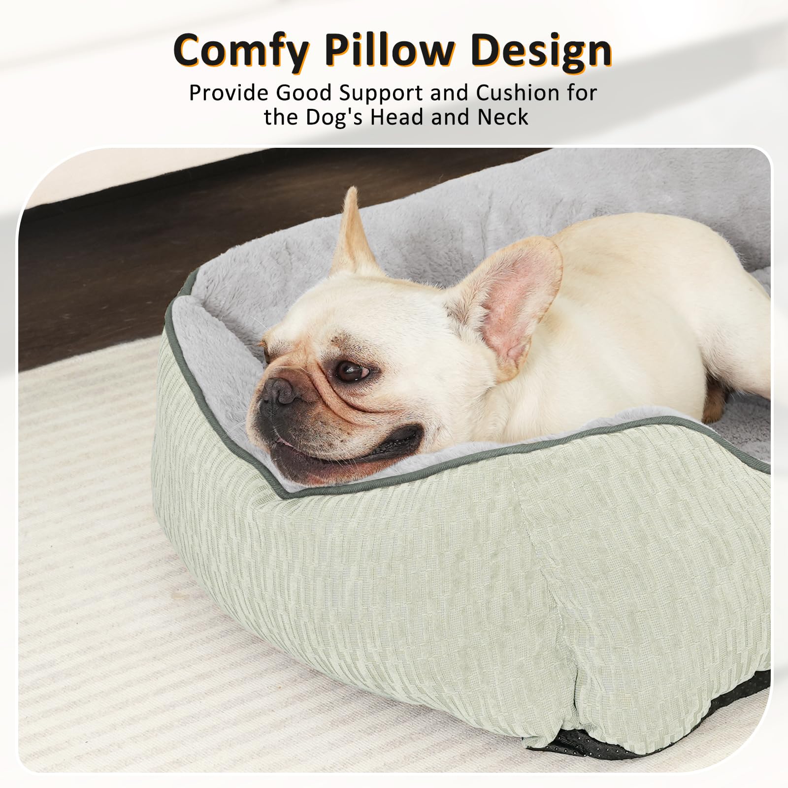 FURTIME Medium Dog Beds for Medium Dogs, Rectangle Washable Dog Bed, Orthopedic Dog Bed Soft and Comfy Calming Puppy Bed Waterproof Dog Cuddler Sofa Pet Bed with Anti-Slip Bottom M(25''x21''x8'')