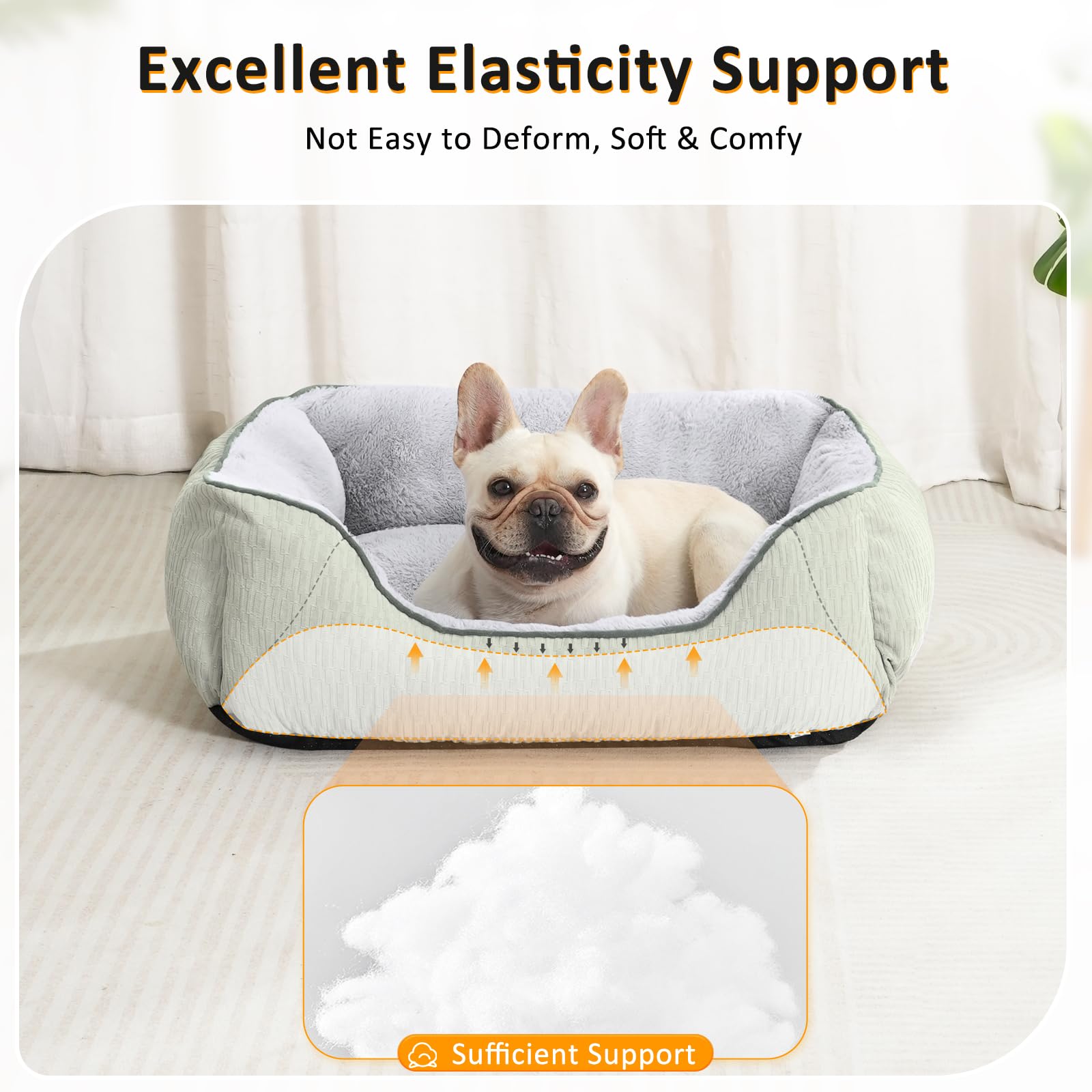 FURTIME Medium Dog Beds for Medium Dogs, Rectangle Washable Dog Bed, Orthopedic Dog Bed Soft and Comfy Calming Puppy Bed Waterproof Dog Cuddler Sofa Pet Bed with Anti-Slip Bottom M(25''x21''x8'')