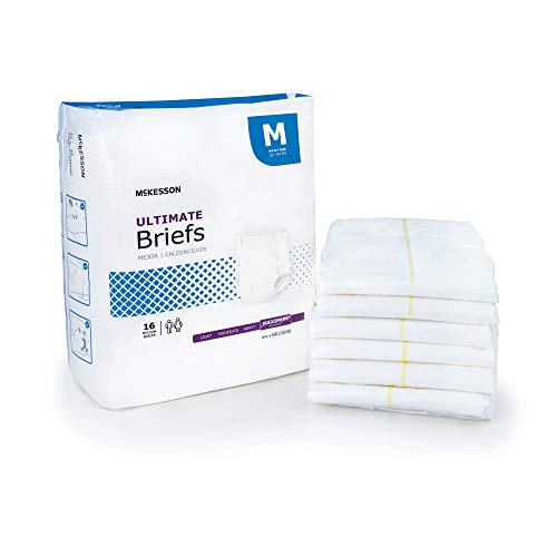 McKesson Ultimate Briefs, Incontinence, Adult Unisex, Maximum Absorbency, Medium, 16 Count, 6 Packs, 96 Total