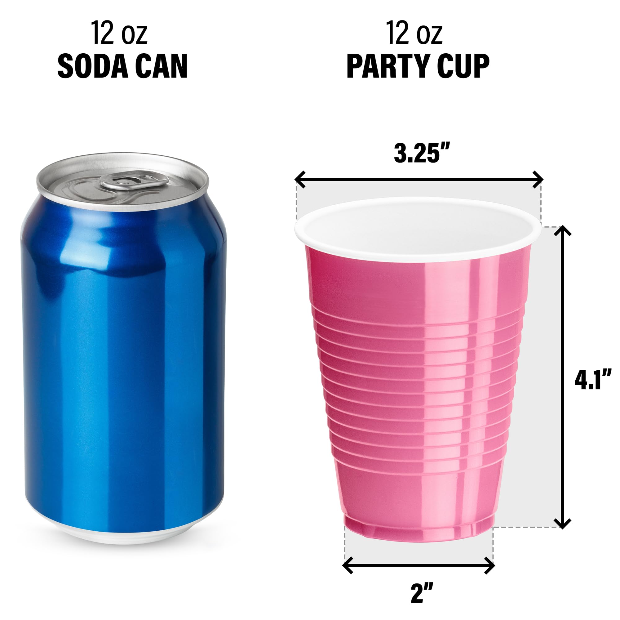 DecorRack Light Pink Plastic Cups, 12 oz Disposable Cups, Reusable Party Supplies (40 Count)