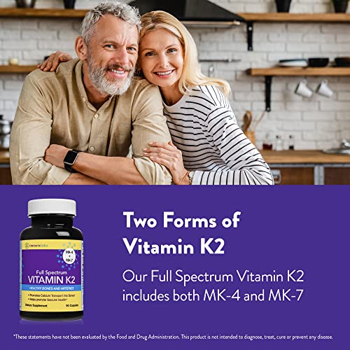 InnovixLabs Full Spectrum Vitamin K2 with MK-7 and MK-4, All-Trans Bioactive K2, 600 mcg K2 per Pill, Soy & Gluten Free, Non-GMO, 90 Capsules, Supports Healthy Bones & Arteries Vitamin K2 MK7 + MK4