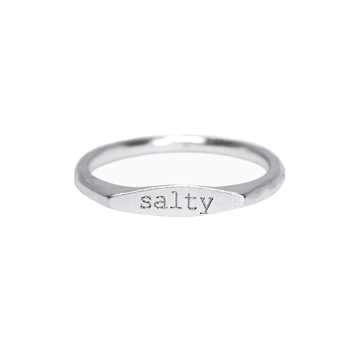 Pura Vida Salty Vibes Stackable Ring - .925 Sterling Silver Band, Brass Base - Size 8