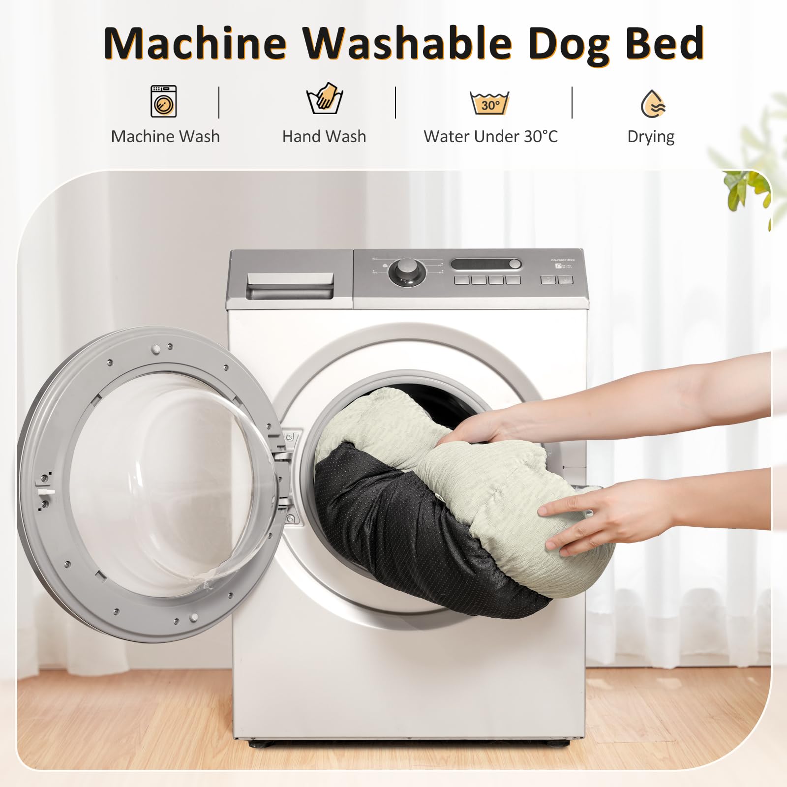 FURTIME Medium Dog Beds for Medium Dogs, Rectangle Washable Dog Bed, Orthopedic Dog Bed Soft and Comfy Calming Puppy Bed Waterproof Dog Cuddler Sofa Pet Bed with Anti-Slip Bottom M(25''x21''x8'')