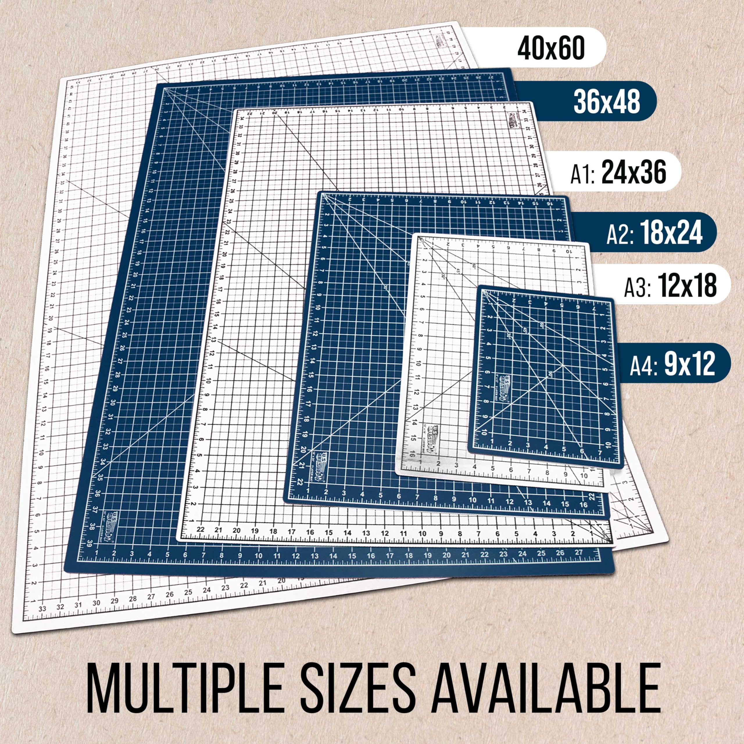 U.S. Art Supply 40" x 60" WHITE/BLUE Professional Self Healing 5 - 6 Layer Double Sided Durable Non-Slip Cutting Mat Great for Scrapbooking, Quilting, Sewing and all Arts & Crafts Projects