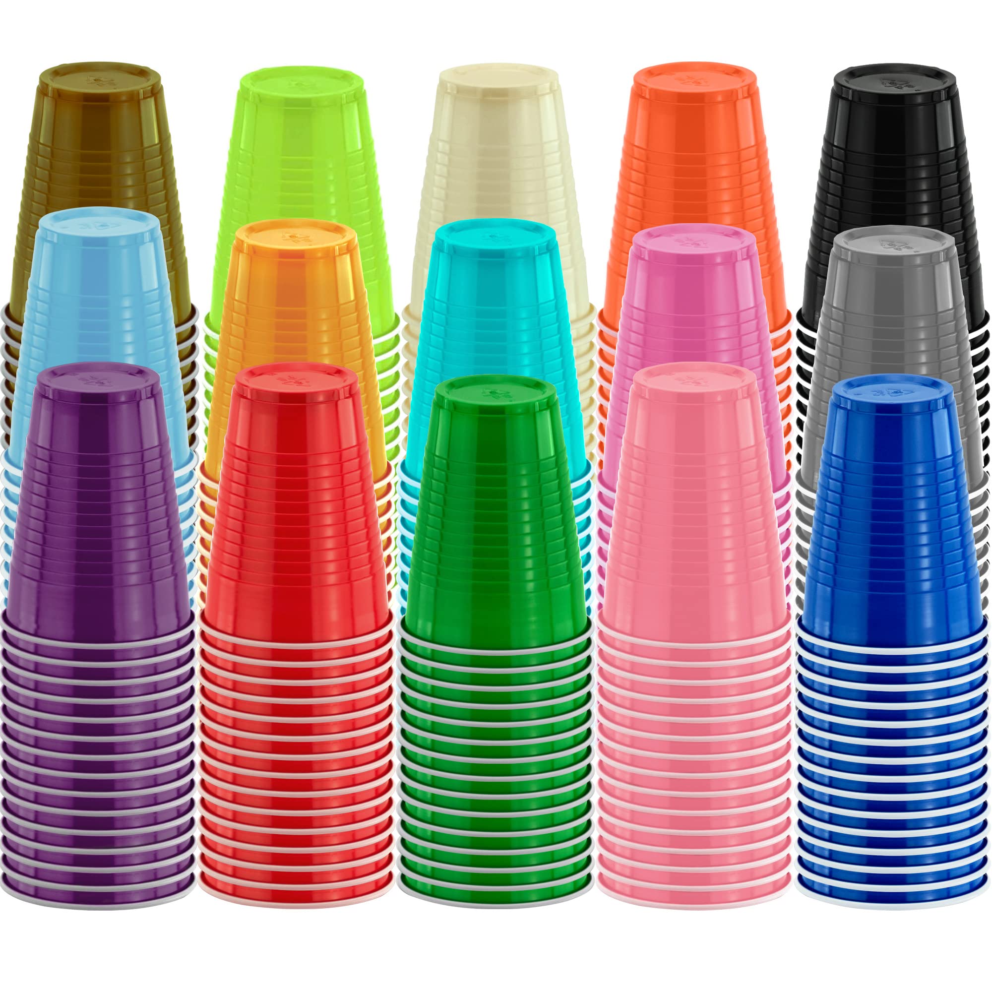 DecorRack Light Pink Plastic Cups, 12 oz Disposable Cups, Reusable Party Supplies (40 Count)