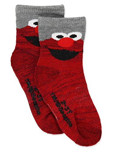 Sesame Street Elmo Baby Toddler Boy's Girl's 3 Pack Crew Socks with Grippers (2-3T, Red)