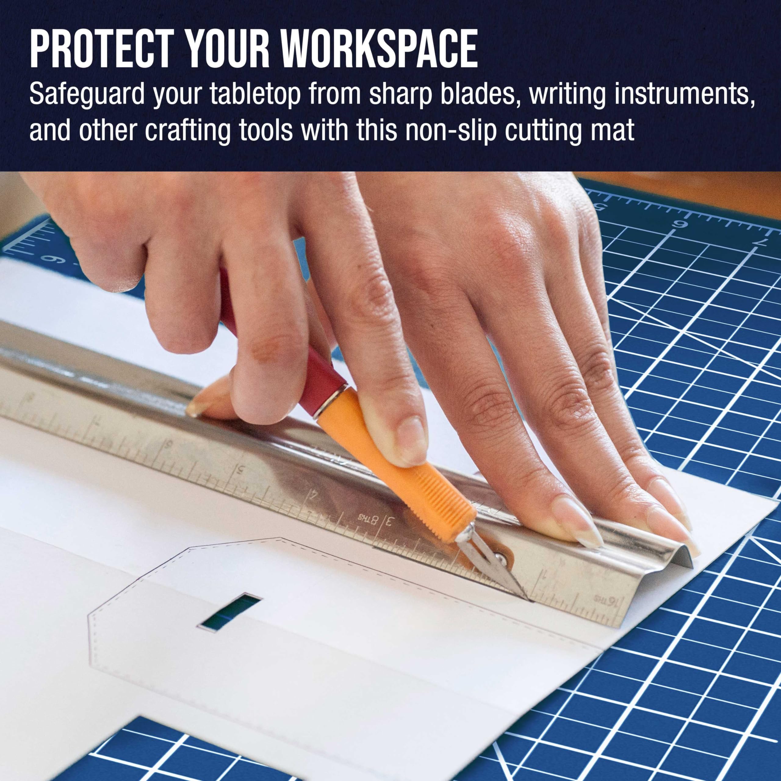 U.S. Art Supply 40" x 60" WHITE/BLUE Professional Self Healing 5 - 6 Layer Double Sided Durable Non-Slip Cutting Mat Great for Scrapbooking, Quilting, Sewing and all Arts & Crafts Projects