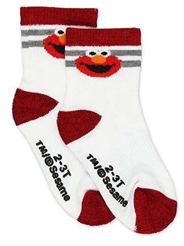 Sesame Street Elmo Baby Toddler Boy's Girl's 3 Pack Crew Socks with Grippers (2-3T, Red)