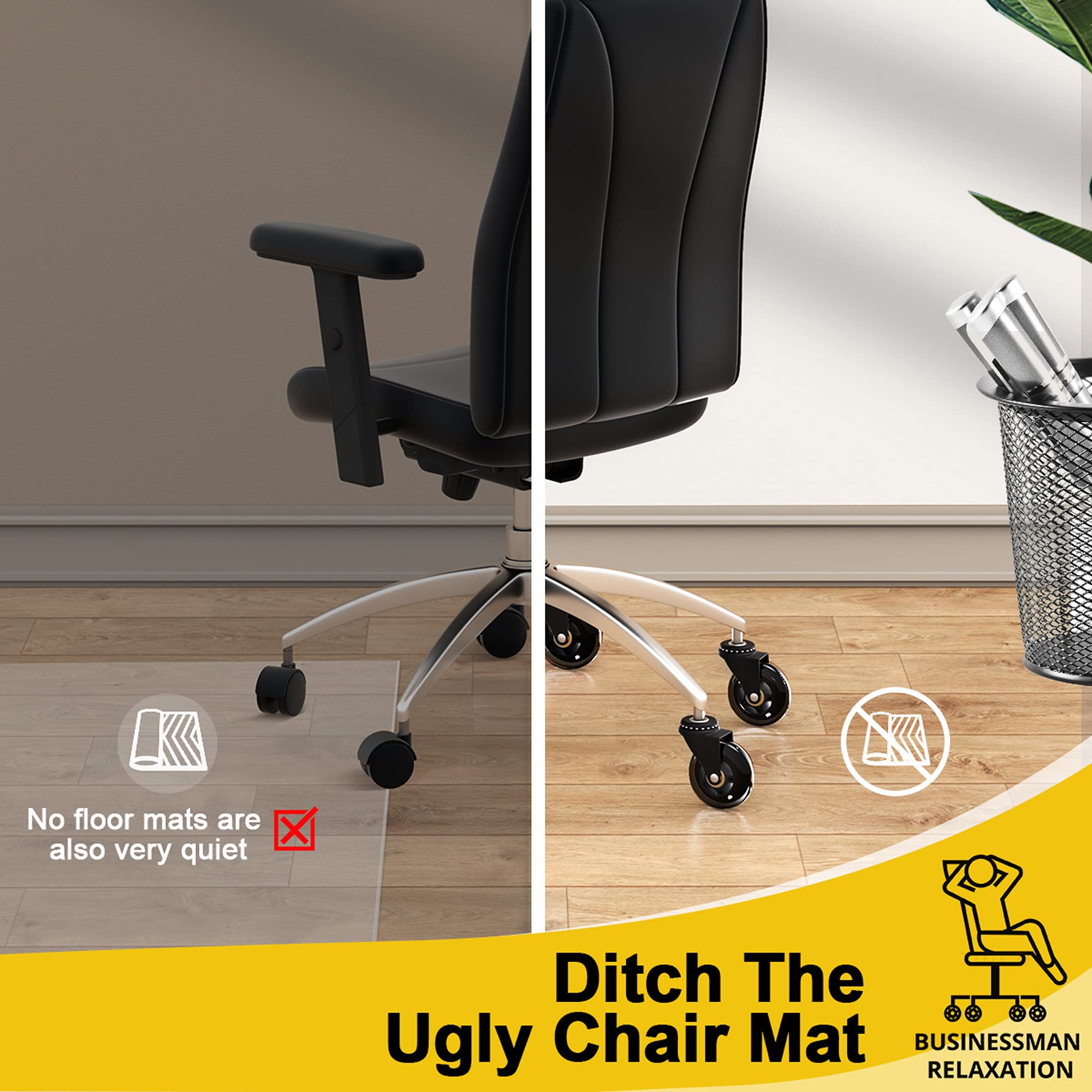 Office Chair Wheels,Heavy Duty Casters Set of 5,Caster Wheels 3 Inch, Suitable for All Floors (Carpet, Hardwood), Rubber Replacement Casters That Most Computer Chairs, Game Chairs,Desk Chairs Can Use