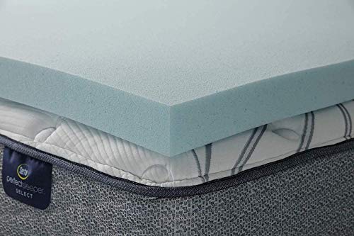 Serta ThermaGel Cooling, Pressure-Relieving Memory Foam Mattress Topper, 3 Inch, Queen,Blue