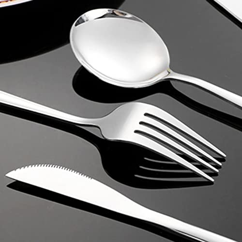 12pcs Tableware Set, 410 Stainless Steel Flatware Set Spoons Knives Forks with Comfortable Long Handle, Elegant Minimalist Appearance Cutlery Set for Picnics Camping Travel (silver)