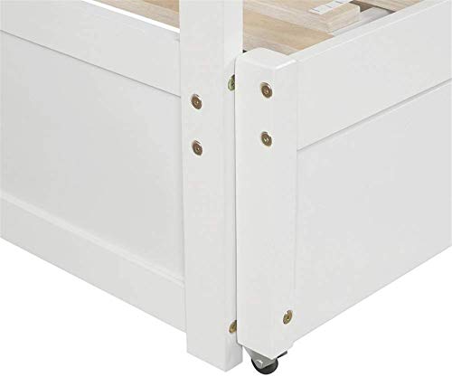 MERITLINE Daybed with Trundle,Twin to King Trundle Bed Extendable Design, Wooden Daybed/Sofa Bed for Bedroom Living Room,No Box Spring Needed,White