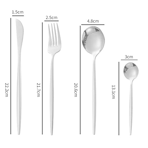 12pcs Tableware Set, 410 Stainless Steel Flatware Set Spoons Knives Forks with Comfortable Long Handle, Elegant Minimalist Appearance Cutlery Set for Picnics Camping Travel (silver)