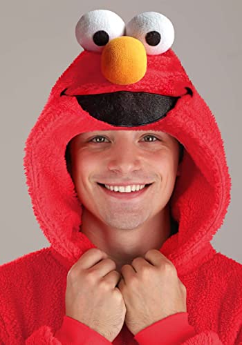 Sesame Street Elmo Costume for Adults - Men's & Women's Sesame Street Elmo Hooded Jumpsuit - Officially Licensed S Red