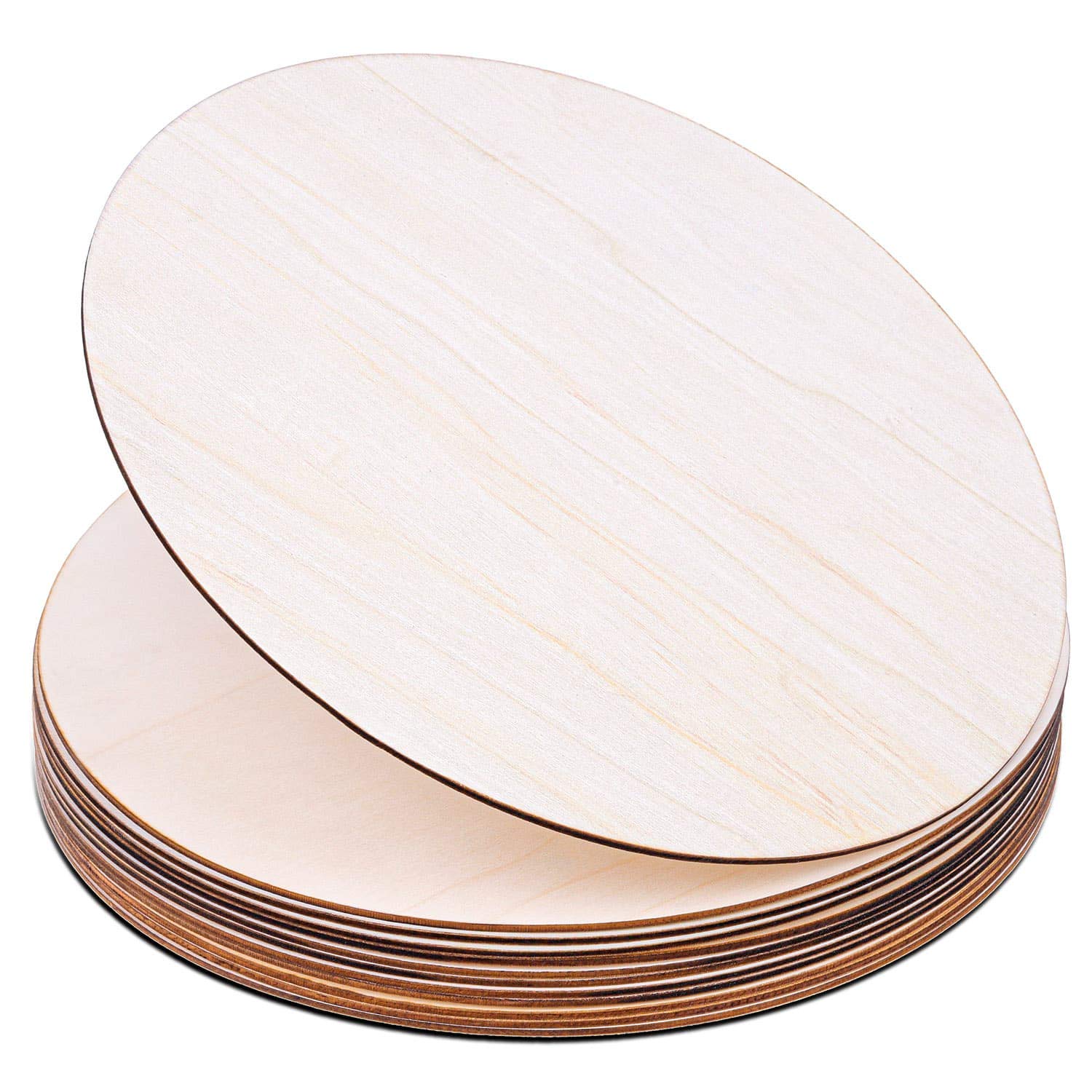 Wood Circles for Crafts, Audab 12 Pack 12 Inch Unfinished Wood Rounds Wooden Cutouts for Crafts, Door Hanger, Door Design, Wood Burning