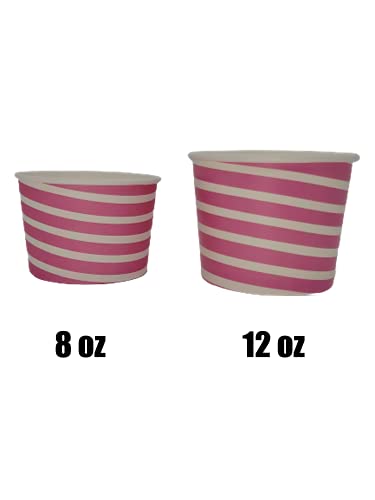 TYPTOP Premium Paper Ice Cream Cups, 50-Pack 12 oz Disposable Dessert cups for Hot and Cold, 12-ounce pink stripe