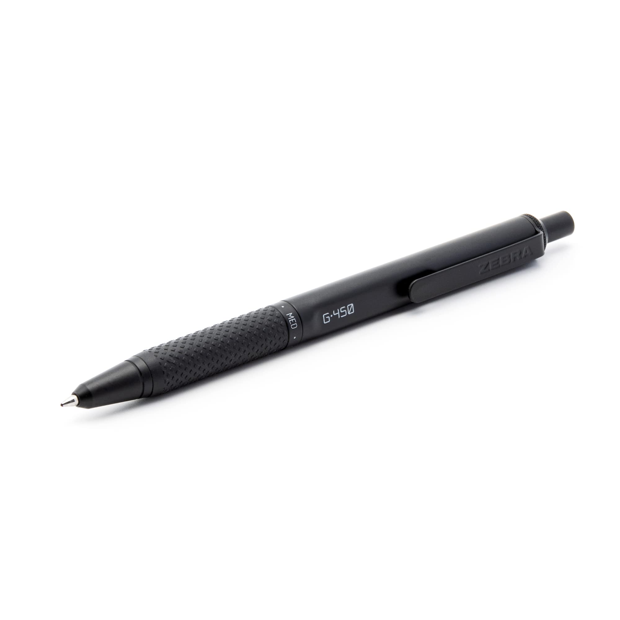 Zebra Pen G-450 Retractable Gel Pen, Black Brass Barrel, Medium Point, 0.7mm, Black Ink, 2 Count (Pack of 1) (49512), Black, Refillable