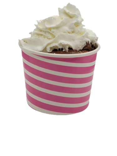 TYPTOP Premium Paper Ice Cream Cups, 50-Pack 12 oz Disposable Dessert cups for Hot and Cold, 12-ounce pink stripe