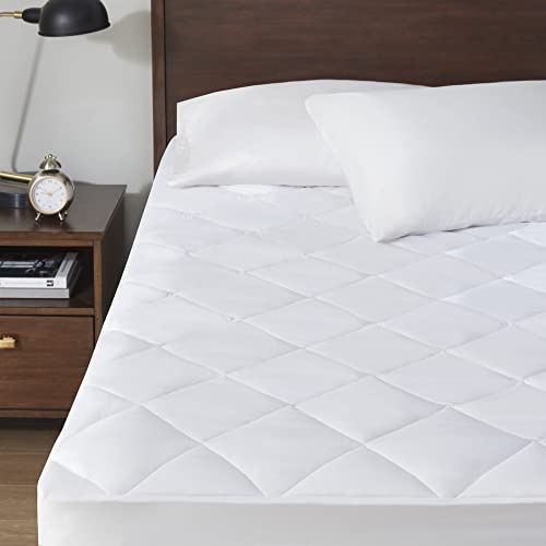 Sleep Philosophy Energy Recovery Waterproof Mattress Pad - Elastic Deep Pocket Bed Protector with Thermal Material for Healthy Living, Queen White