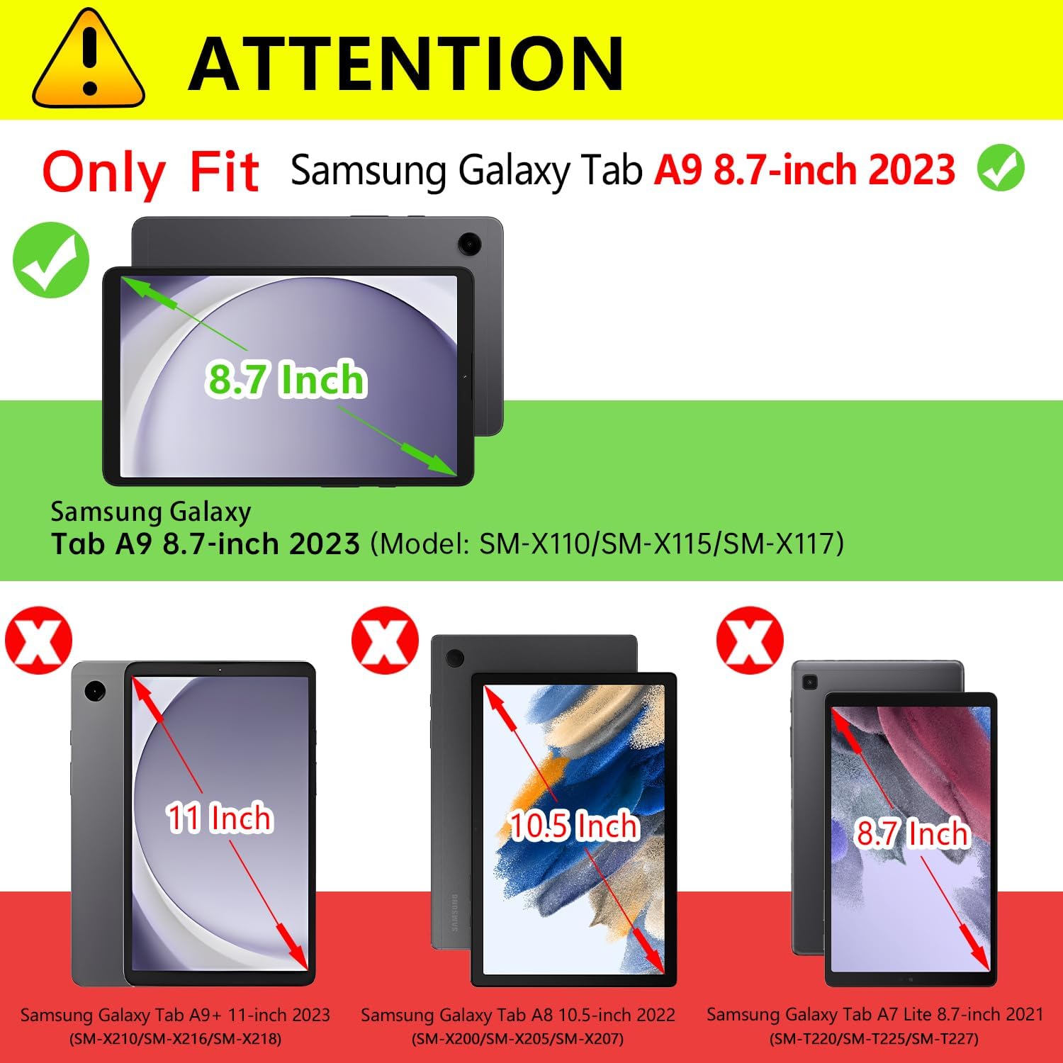 ZtotopCases for Samsung Galaxy Tab A9 8.7 Inch 2023, Rugged 2-Layer Case with Built-in Screen Protector & Kickstand, Shockproof Full Body Protective for Samsung A9 Tablet(SM-X110/X115/X117), Black