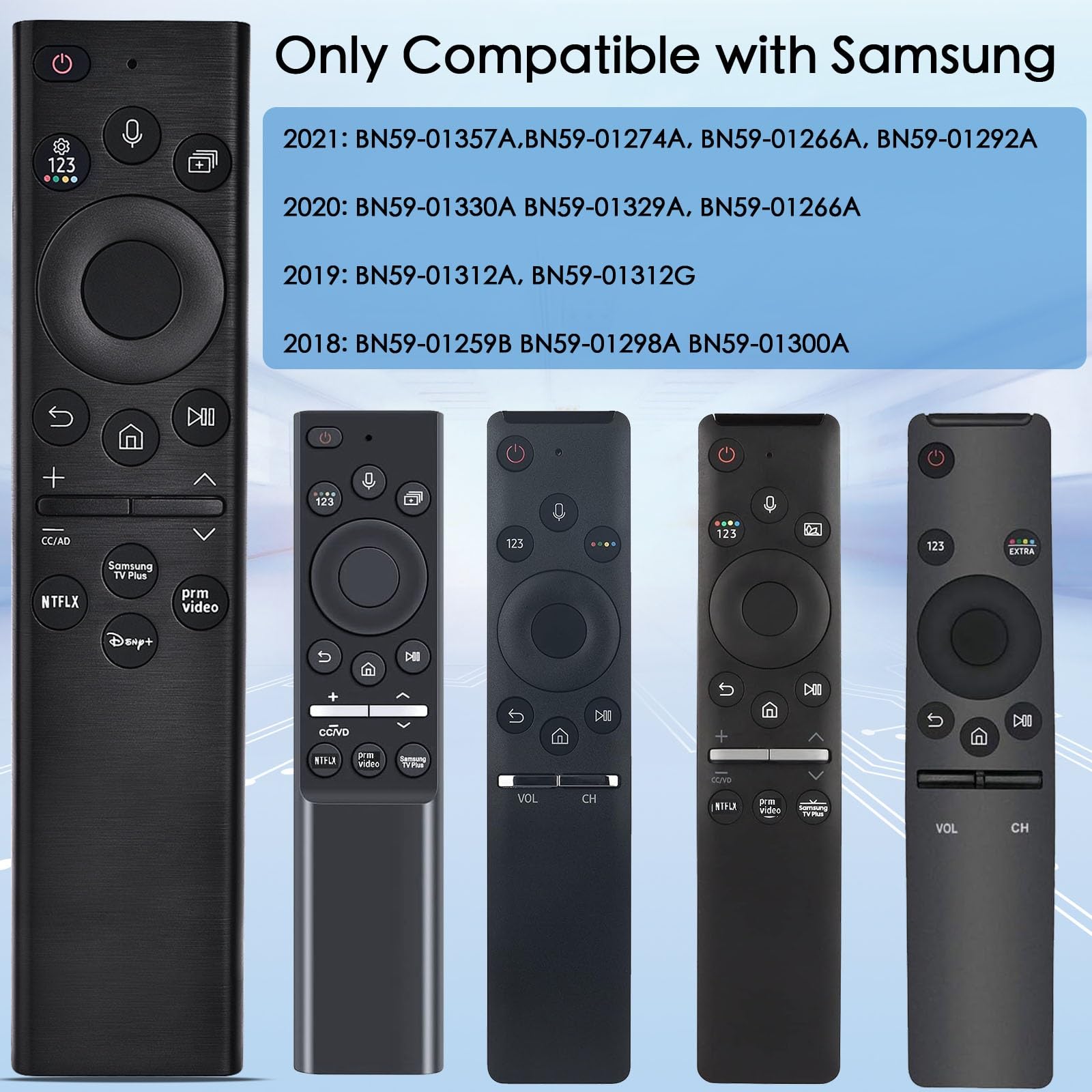 for Samsung Smart TV Remote:Replacement Voice Remote Compatible with 2022 BN59-01385A(no Solar),for Most 2018 to 2022 Smasung Crystal Curved UHD QLED The Frame QLED 4K 8K Smart TV